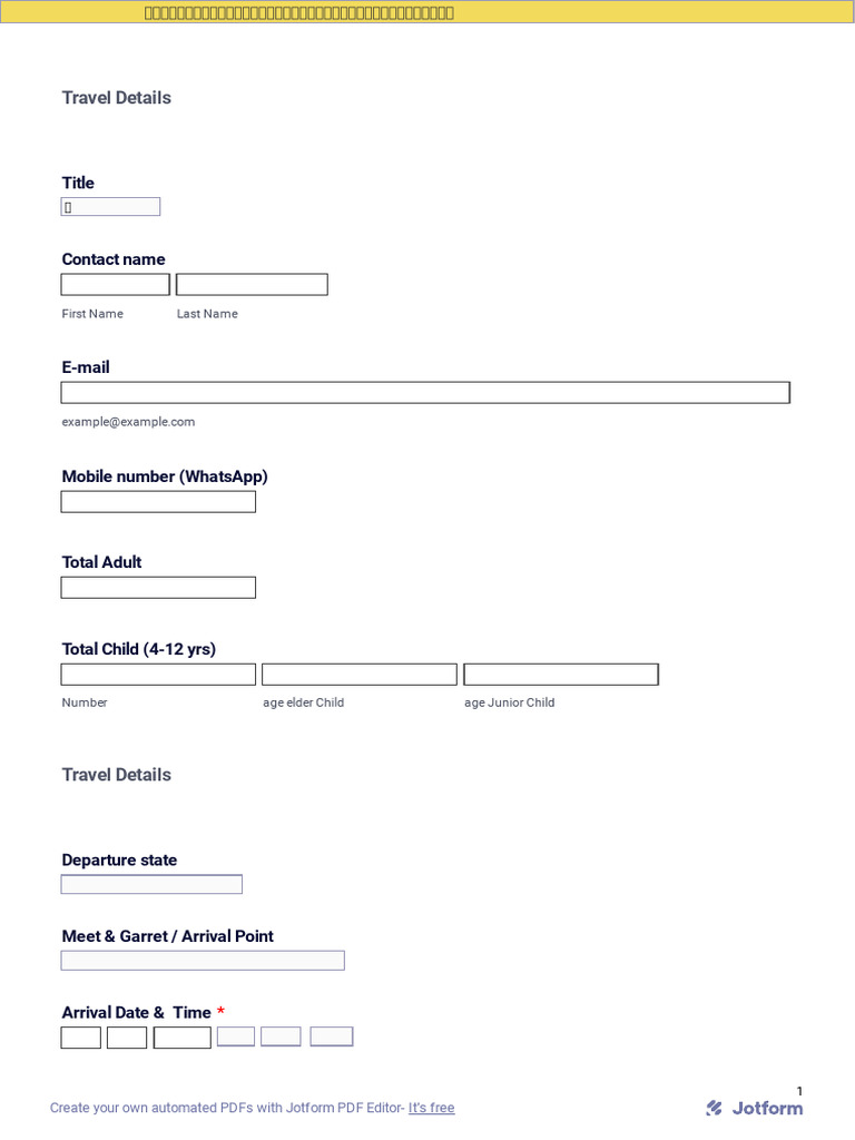 Prithvi Travel Information Form | PDF