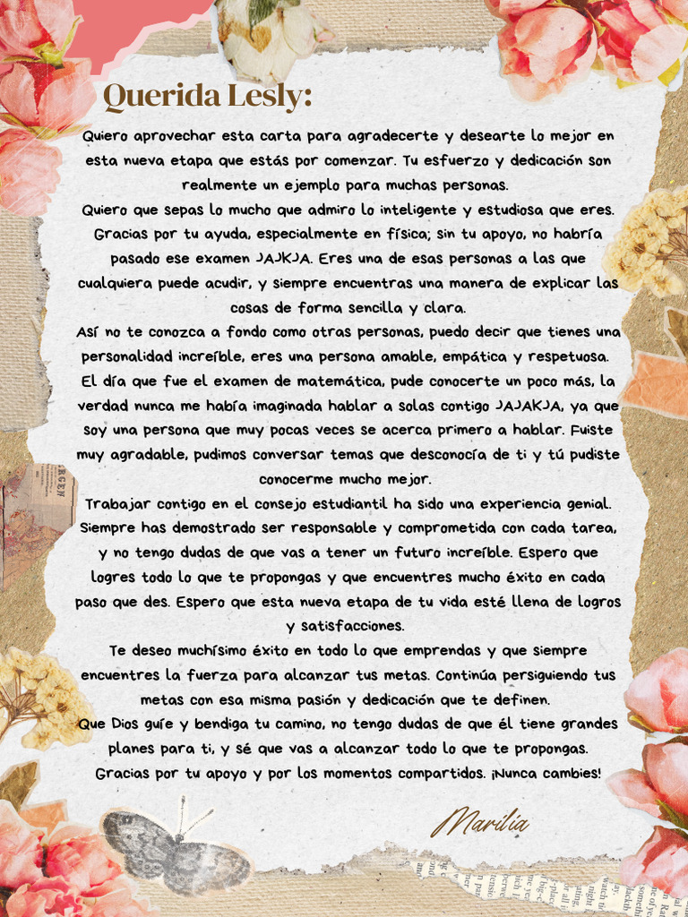 Carta Dedicatoria Día de La Madre Craft Beige | PDF | Relaciones ...