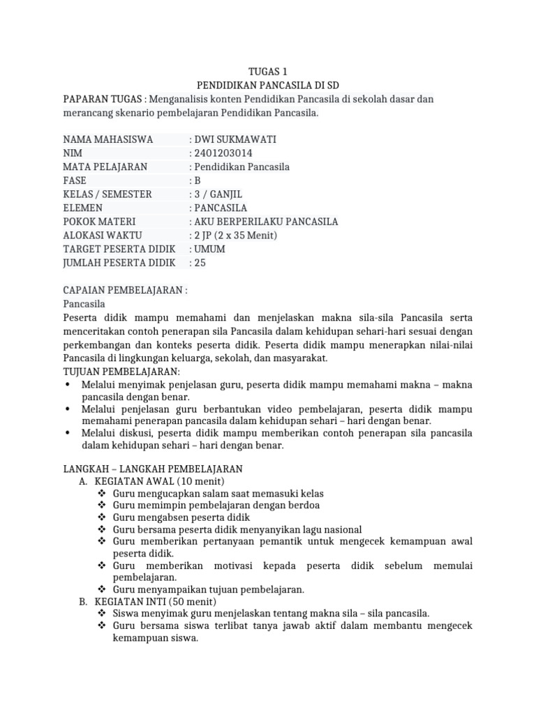 Tugas 1 - PKN | PDF | Karier & Perkembangan