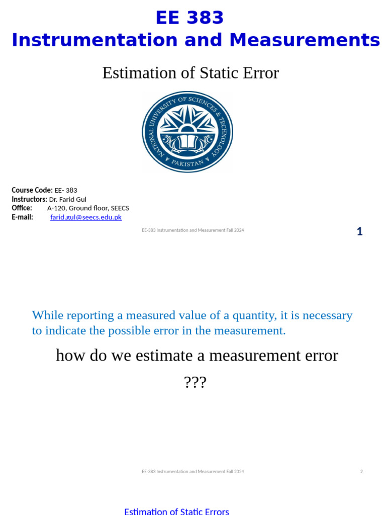Ch-3 Estimation of Static Errors | PDF | Measurement | Statistical Theory
