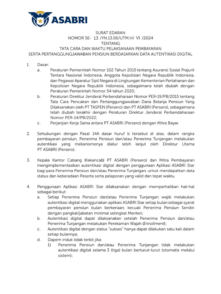 Surat Edaran Integrasi Data Autentikasi Digital | PDF