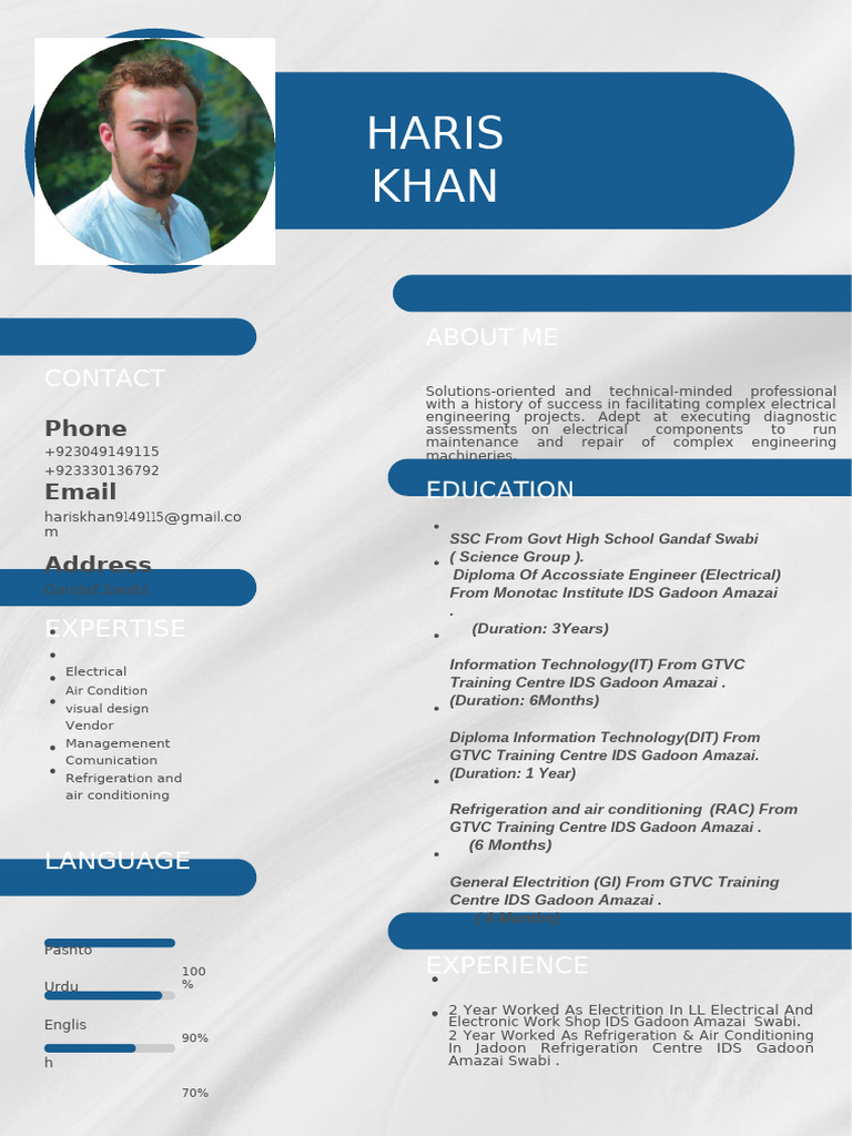 Blue and White Background Simple Resume | PDF