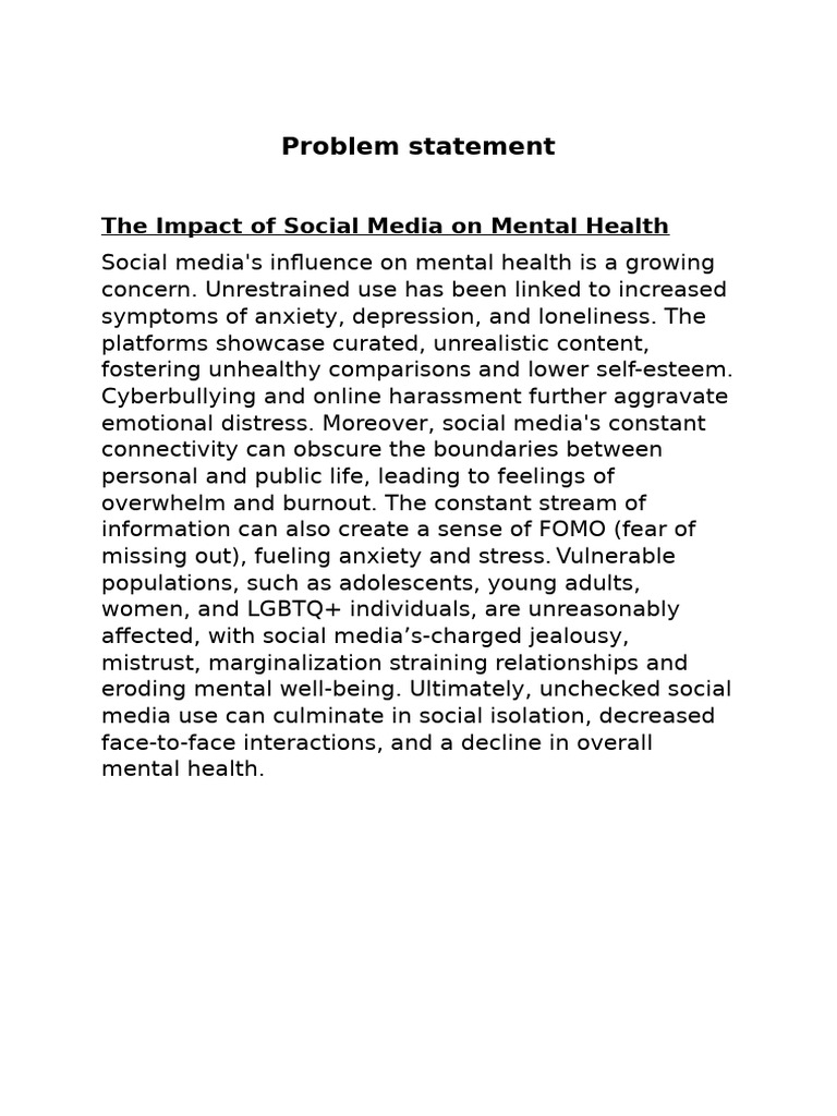 Problem Statement | PDF | Self-Improvement | Wellness