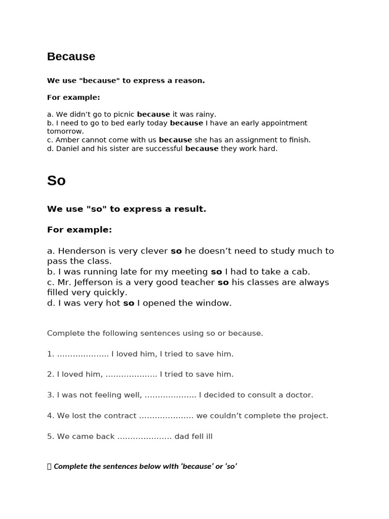 Because and So | PDF