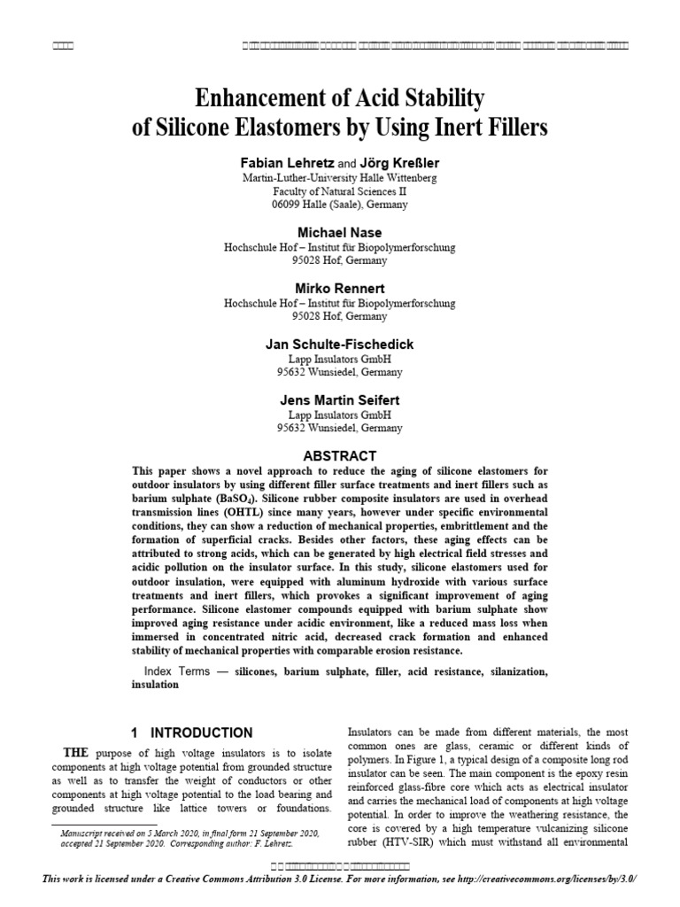 Silicone Elastomer Acid Resistance | PDF | Silicon Dioxide | Insulator ...