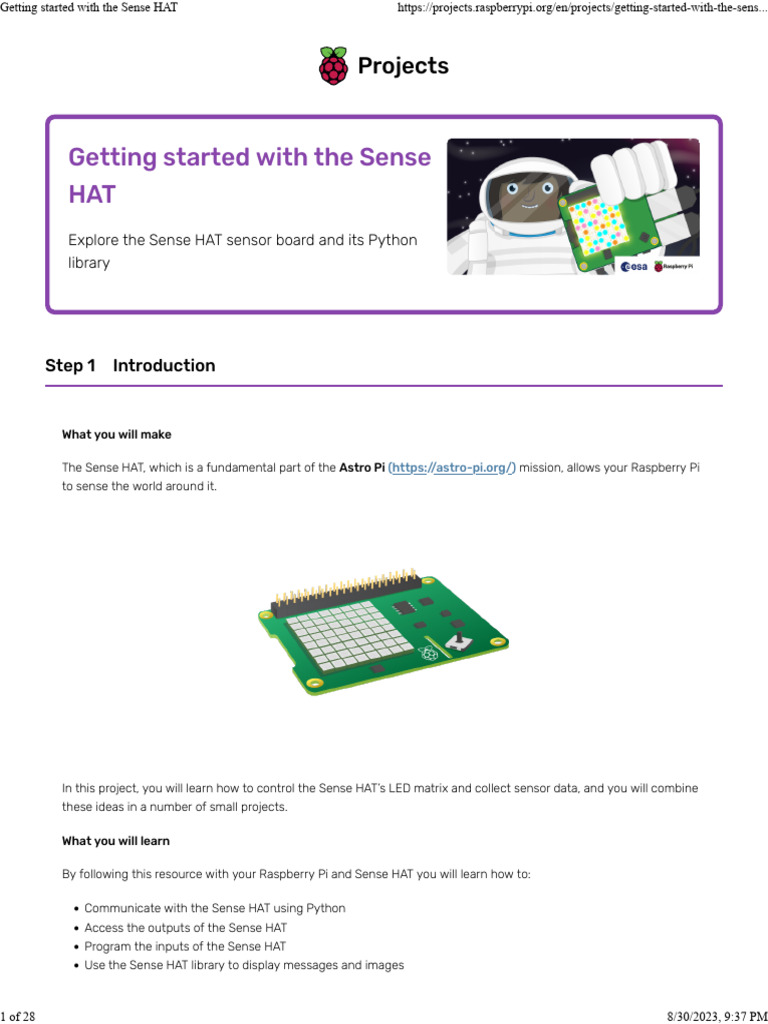 Getting Started With The Sense HAT | PDF | Computing