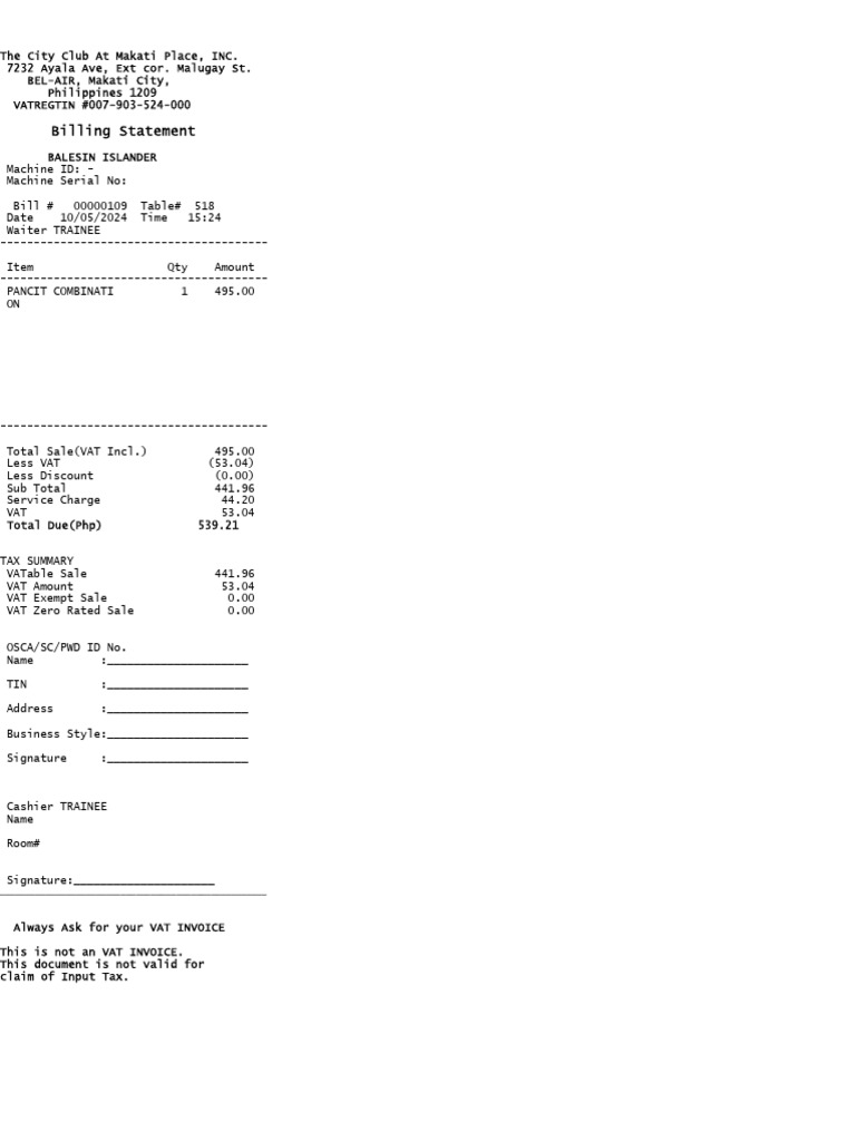 Sample Philippine POS VAT Invoice 5 | PDF