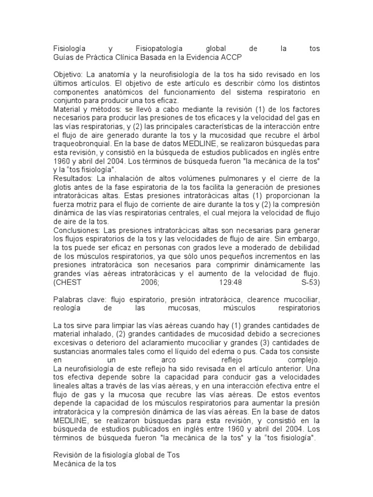 Fisiologia y Fisiopatologia de La Tos | Descargar gratis PDF | Tos ...
