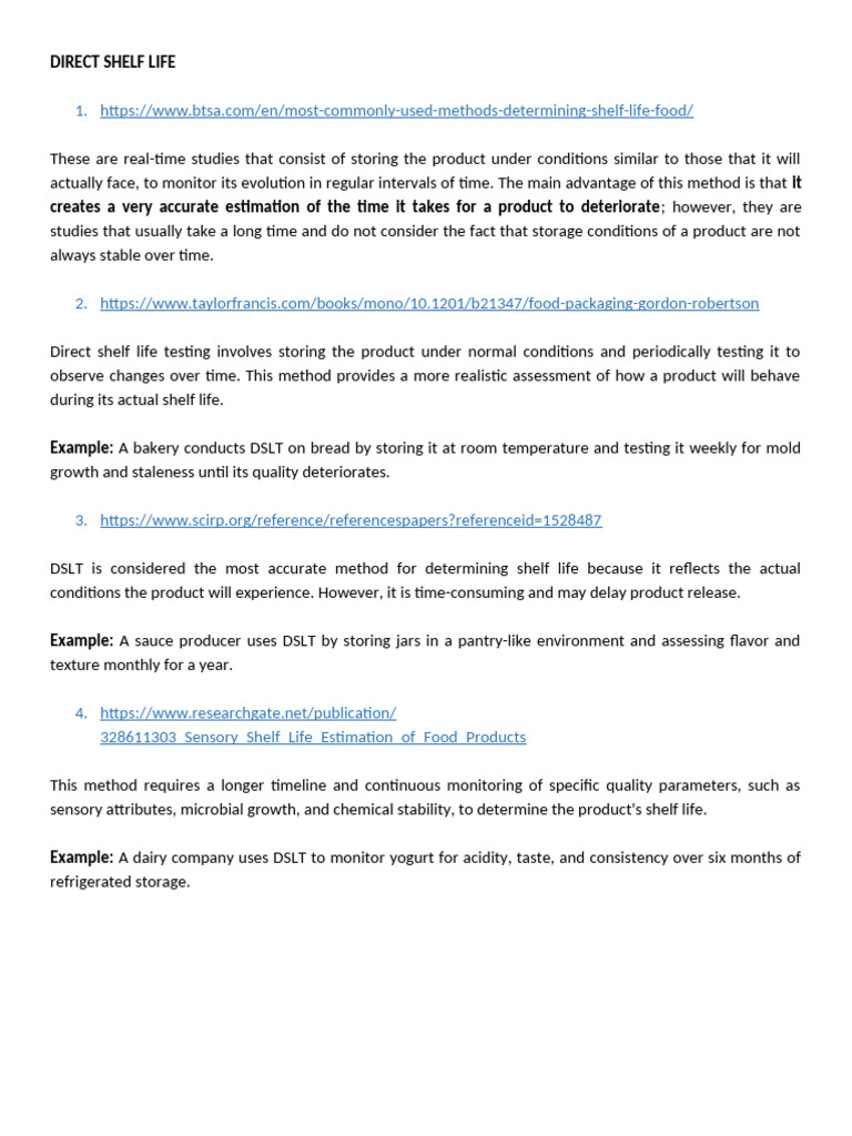 Direct Shelf Life | PDF
