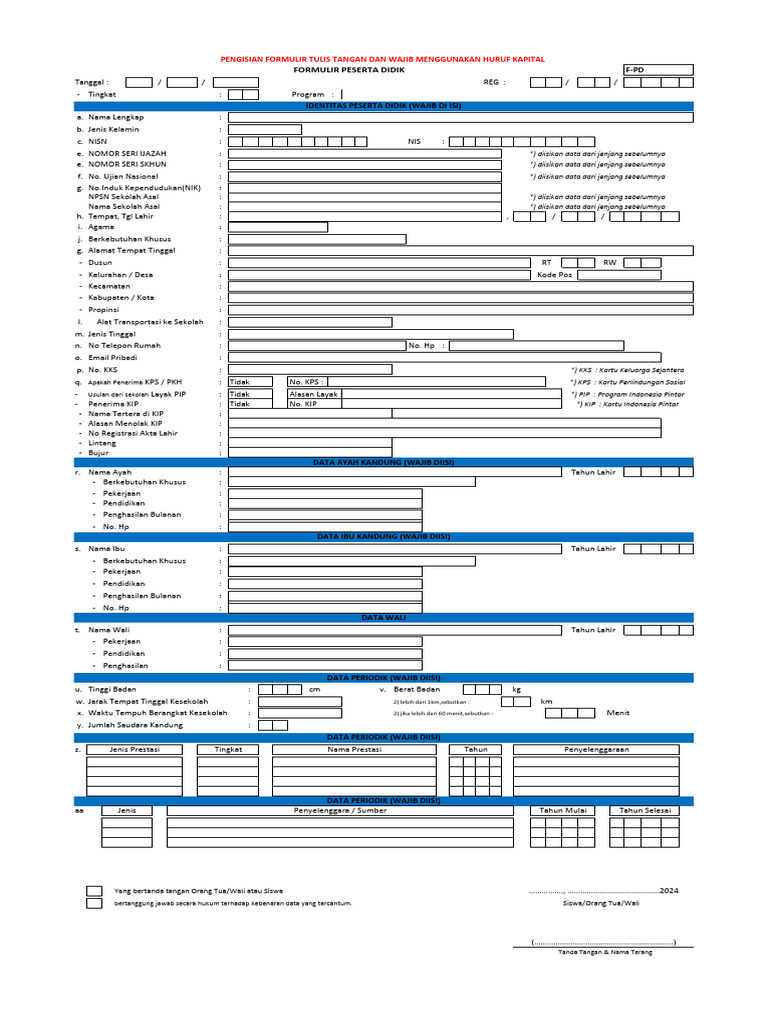 Formulir PPDB SMK 1 KLG 2024 | PDF