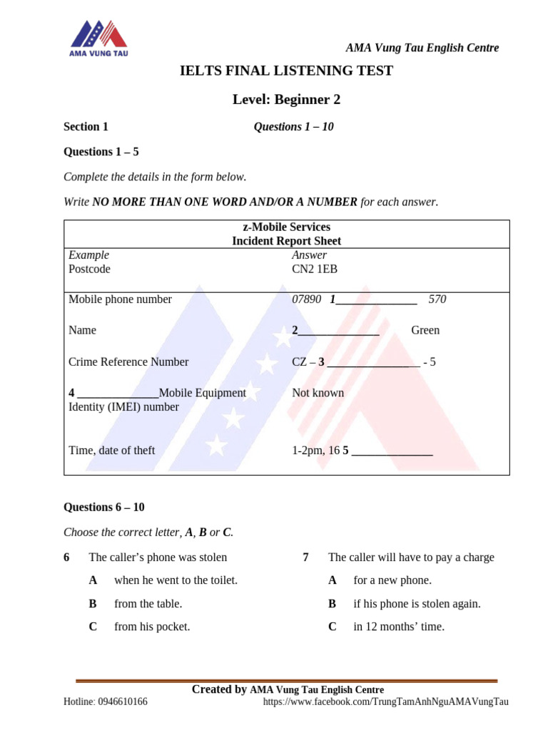 Final Listening Beginner 2 | PDF