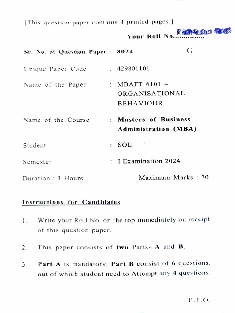 Prvs. Year Semester-1 Question Papers | PDF