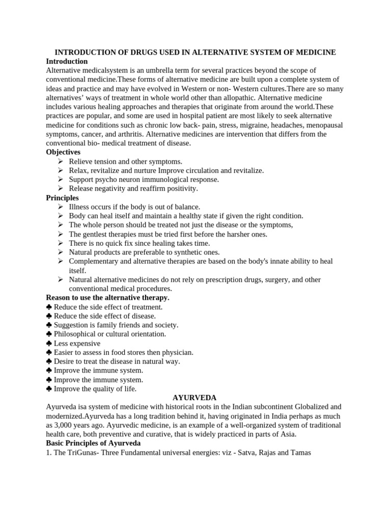 Introduction of Drugs Used in Alternative System of Medicine | PDF ...