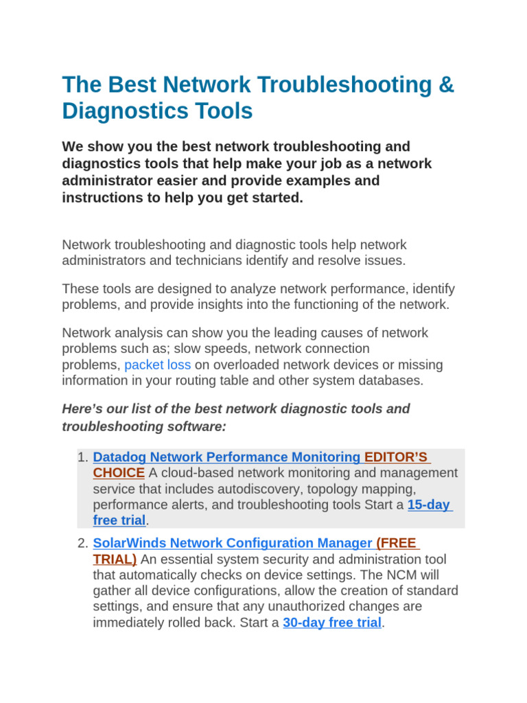 The Best Network Troubleshooting Software Pdf Computer Network Command Line Interface
