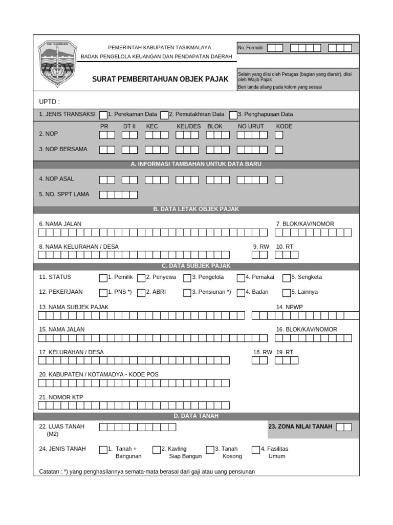 Contoh Formulir SPOP dan LSPOP | PDF