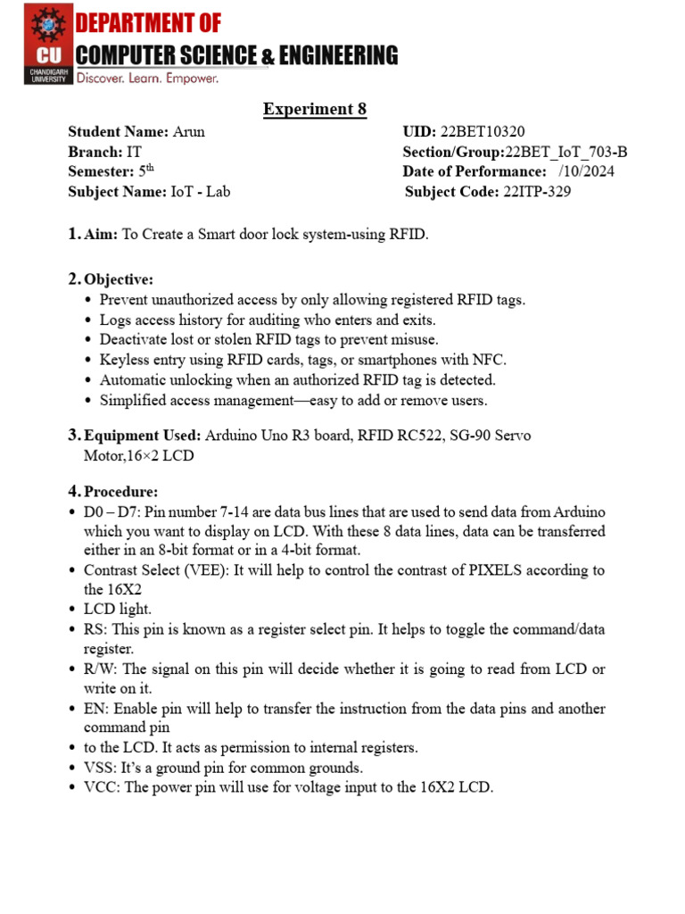 Arun IoT 8 | PDF | Radio Frequency Identification | Electronics