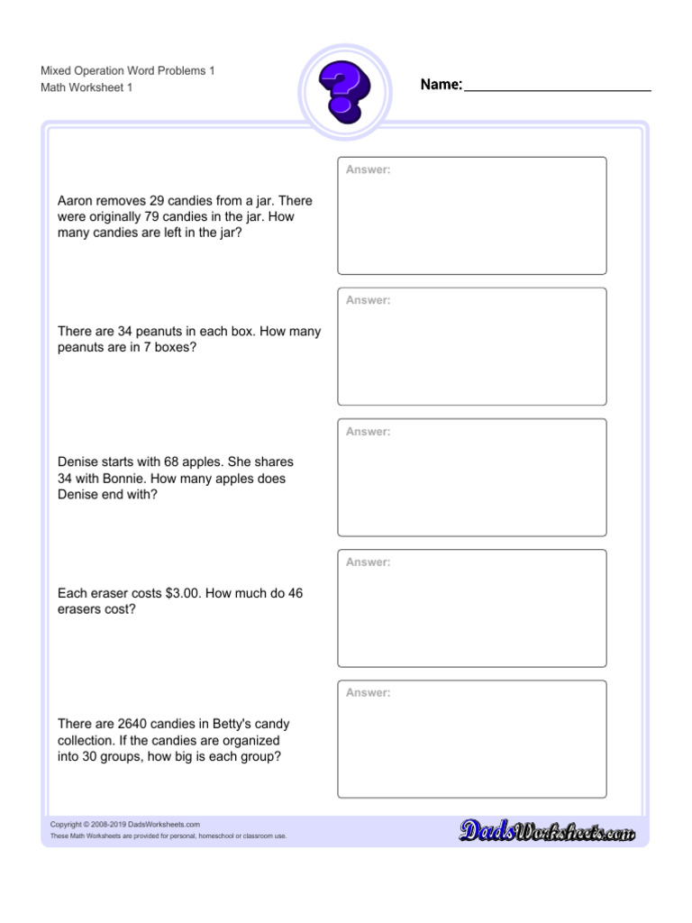 Mixed All Operations Word Problems One v1 2 | PDF