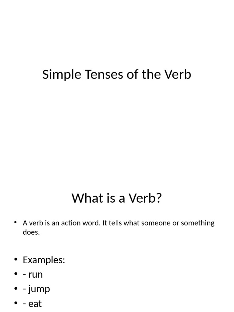 Simple Tenses of The Verb Grade 3 Regular Verbs Table | PDF ...