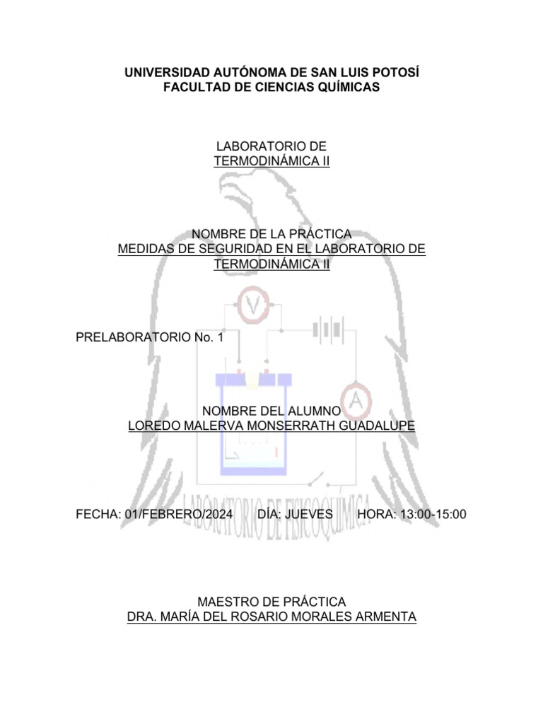 Prelab1 Termo2 Loredo Monserrath | PDF | Laboratorios | Agua