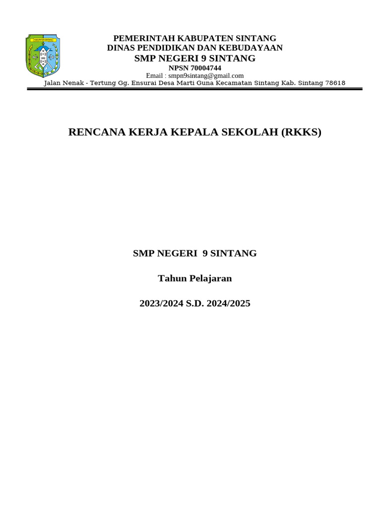Program Kerja Sekolah 2020 - 2028 | PDF