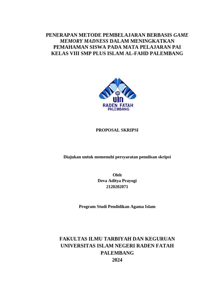 Penerapan Metode Pembelajaran Berbasi Game Memory Madness Dalam Meingkatkan Pemahaman Siswa Pada ...