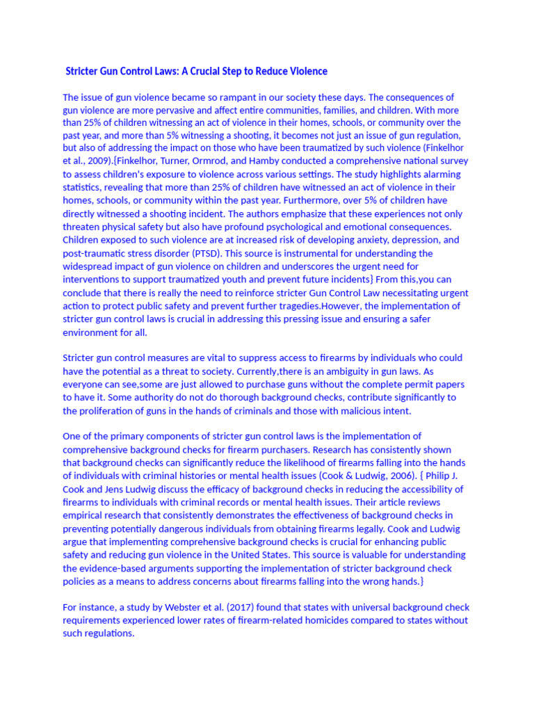 Stricter Gun Control Laws | PDF | Gun Control | Violence