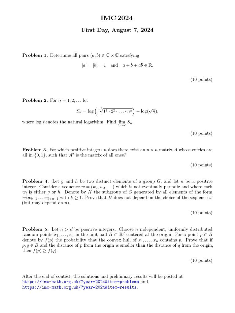 Imc2024 Day1 Questions | PDF