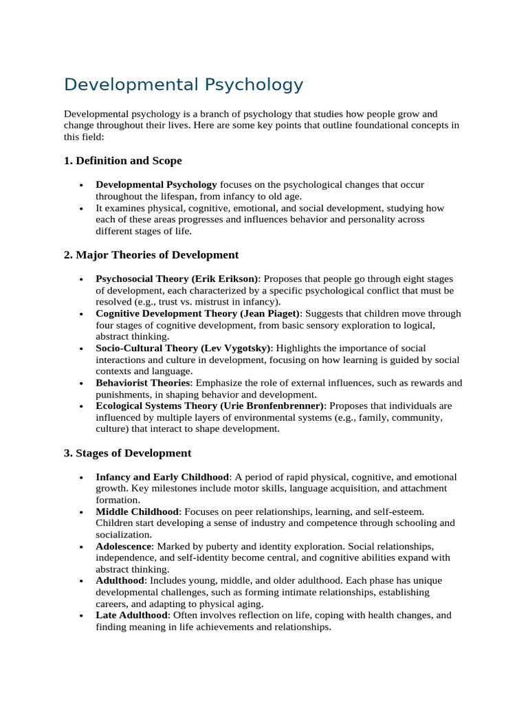 Developmental Psychology | PDF | Developmental Psychology | Cognitive ...