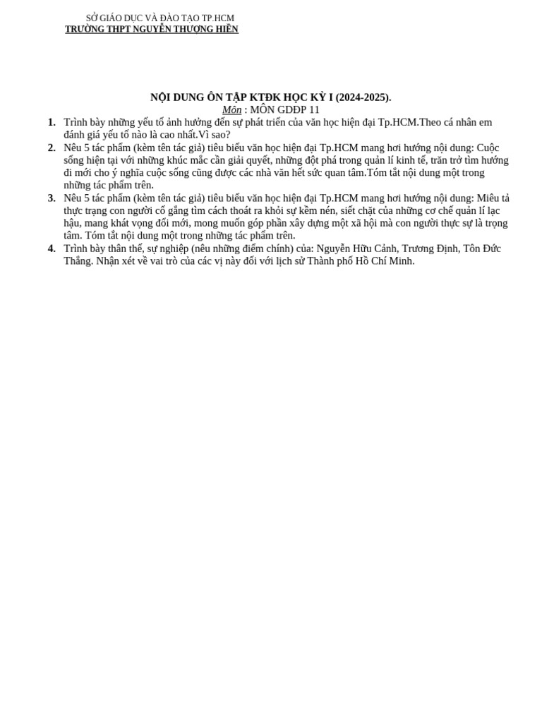 ND On Tap KTĐK HKI 2024 2025 | PDF