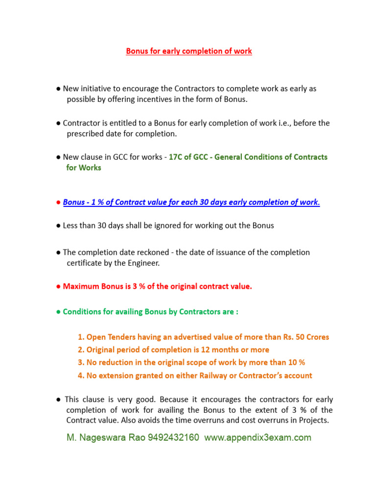 Early Completion Bonus in Construction Contracts | PDF | Economies