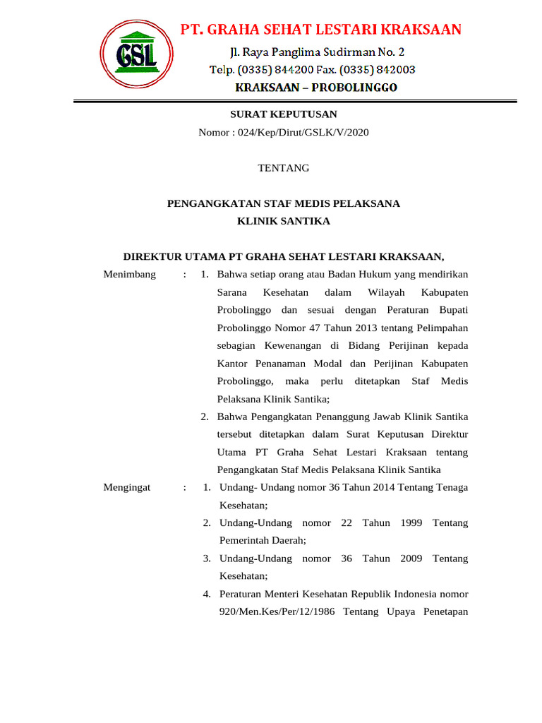 SK Klinik Santika DR Ainin | PDF
