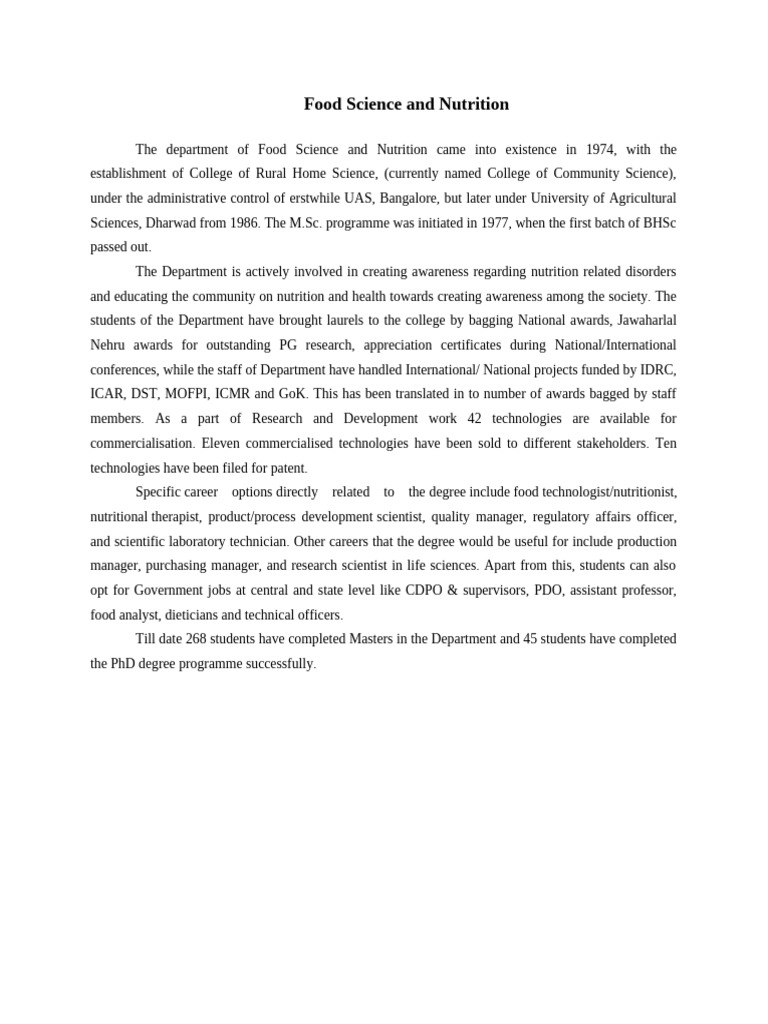 Food Science and Nutrition | PDF