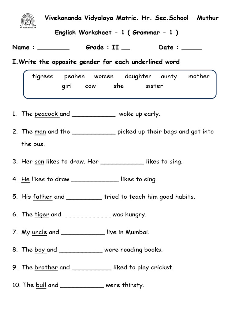 Class 2 Eng Ws 2 (1) Grammar | PDF | Language Arts & Discipline ...