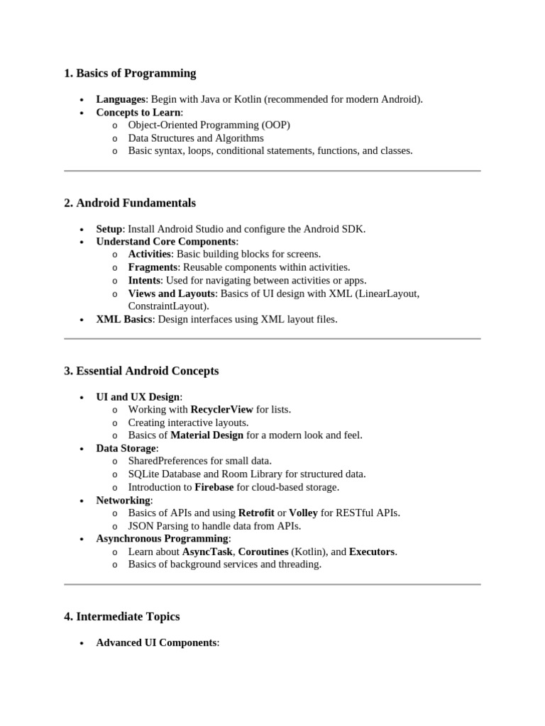 Android Development Roadmap | PDF | Android (Operating System) | Library (Computing)