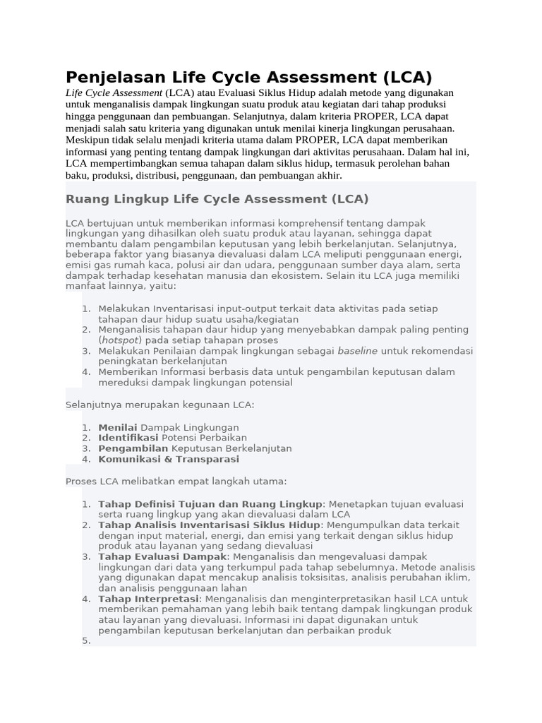 Panduan LCA untuk Perusahaan | PDF