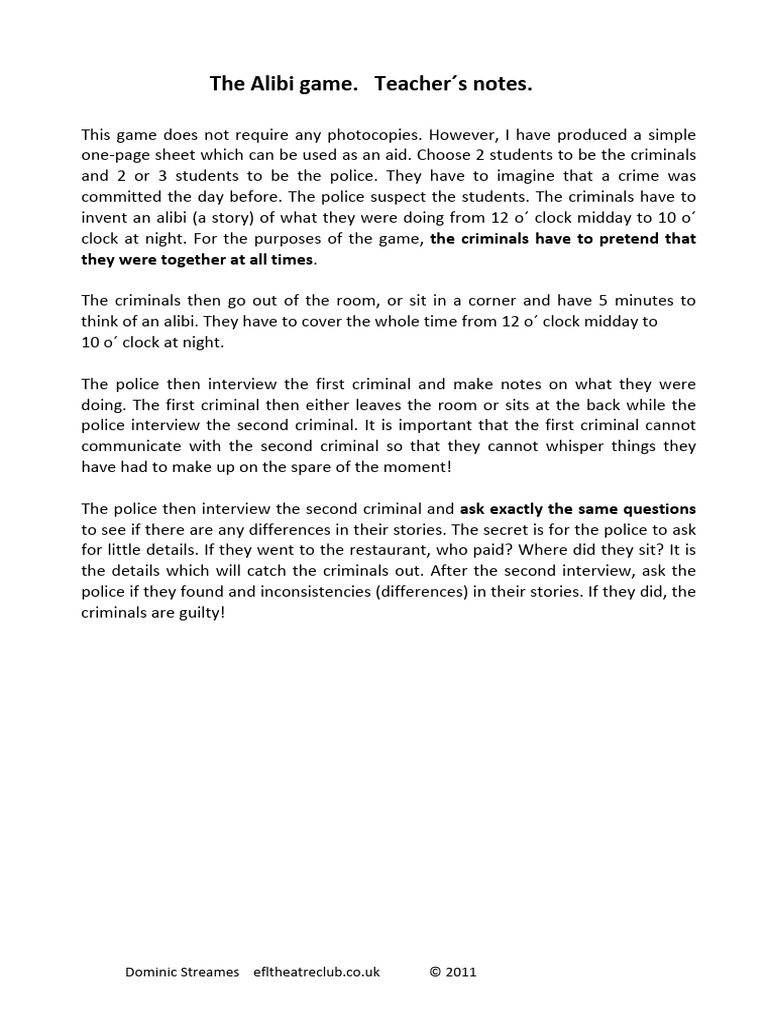 The Alibi (Past Continuous) | PDF | Social Science