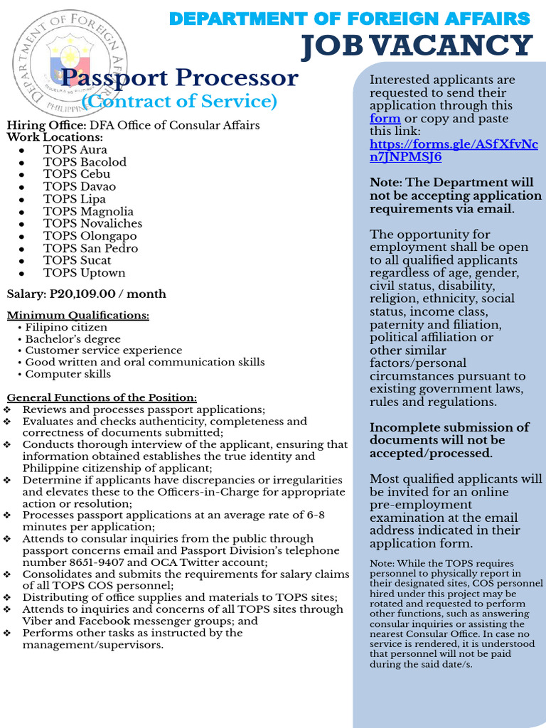 Passport Processor - Contract of Service | PDF | Passport | Salary