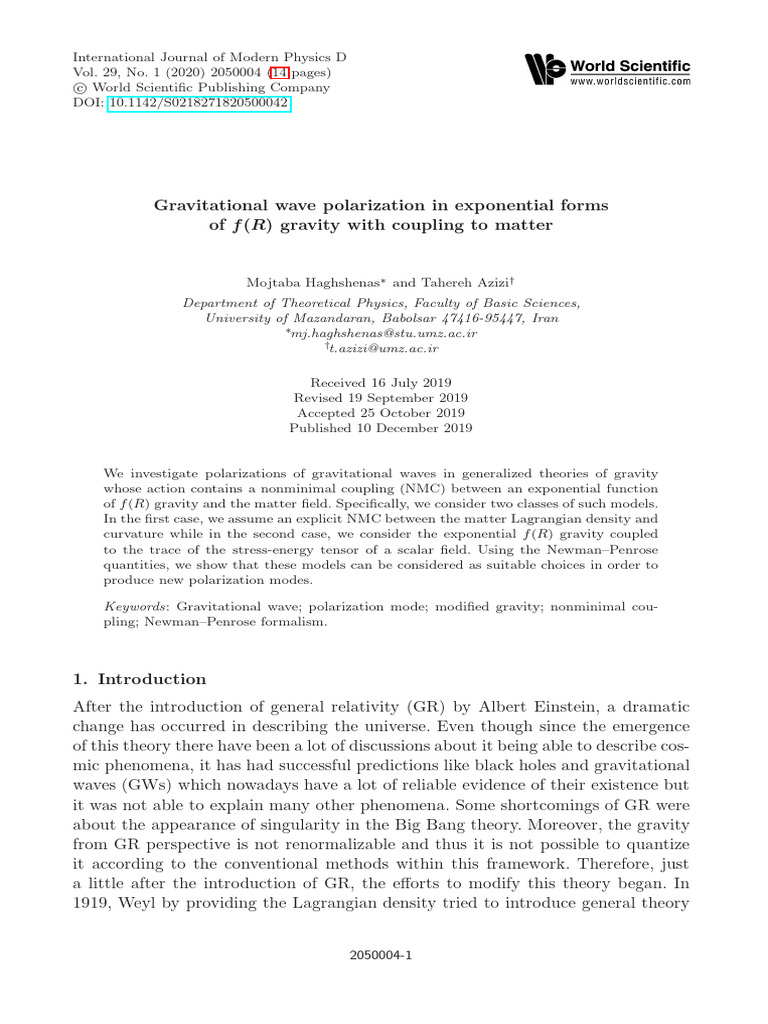 Gravitational Wave Polarization in f(R) Gravity | PDF | Gravity | General Relativity