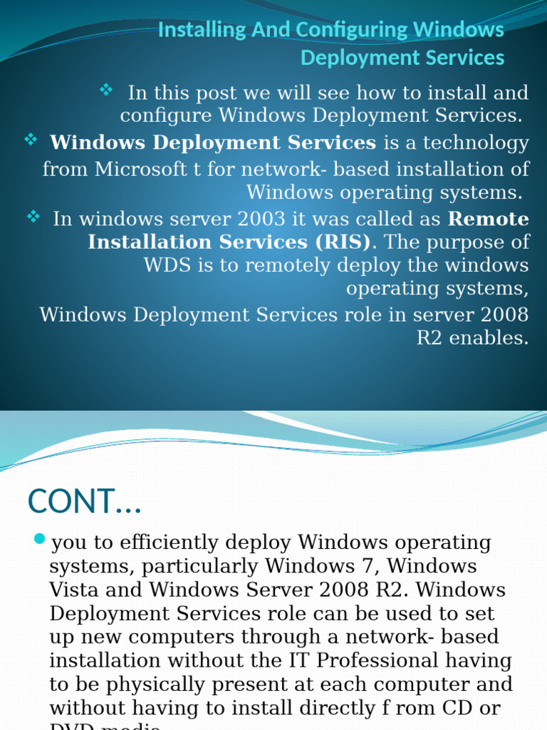 Installing and Configuring Windows Deployment Services | PDF | Microsoft Windows | Windows ...