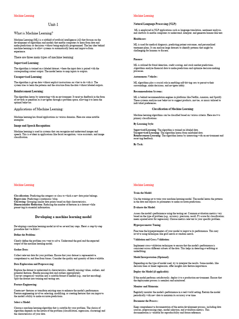 Unit 1 Machine Learning Pdf Lands Pdf Machine Learning Regression