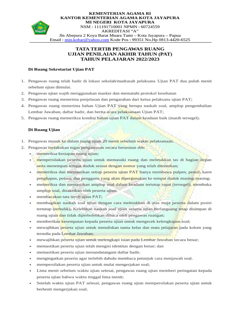 Tata Tertib Pengawas | PDF