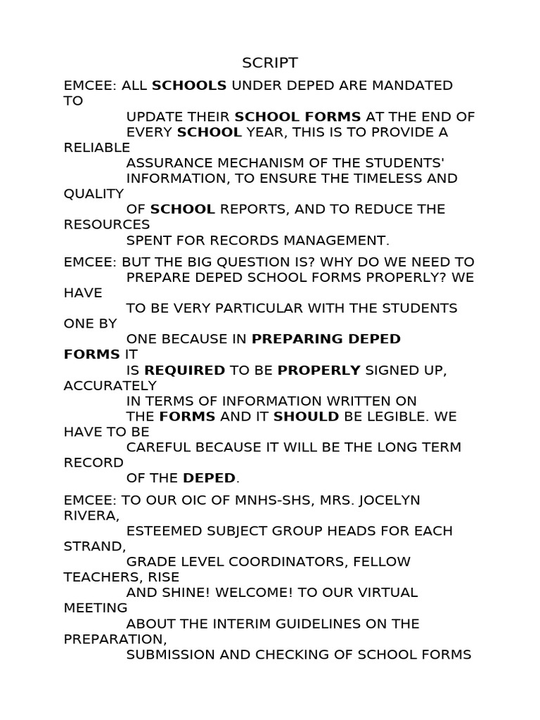 Forms Meeting Script | PDF