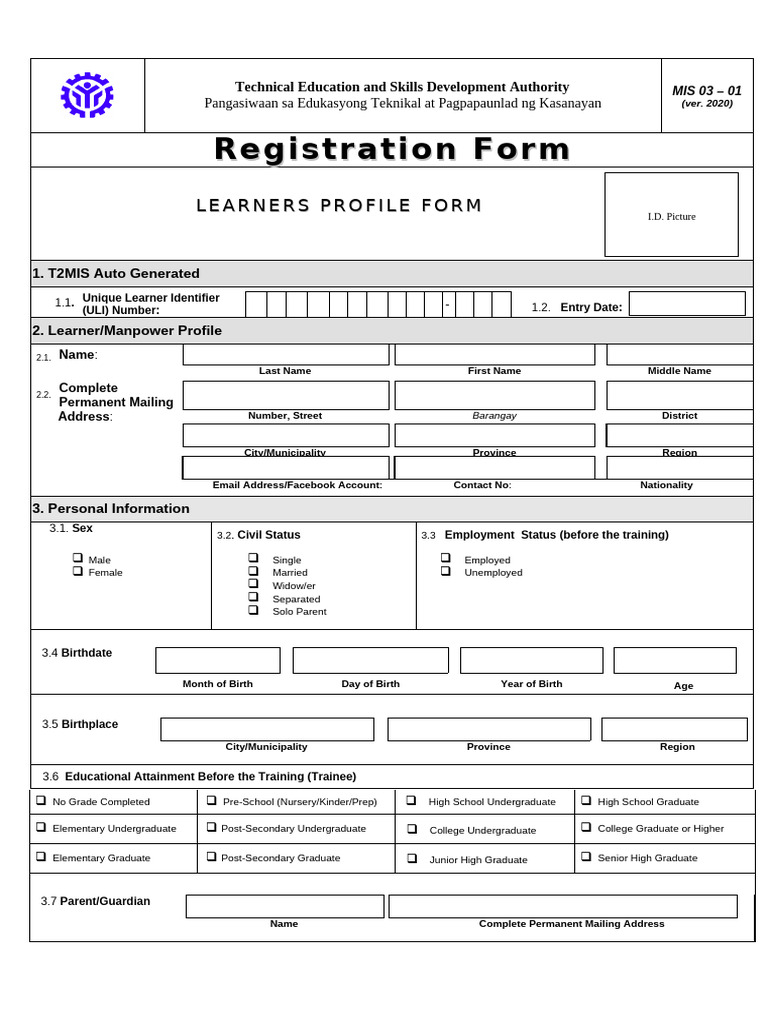 Registration Form Robot 2024 Pdf Disability