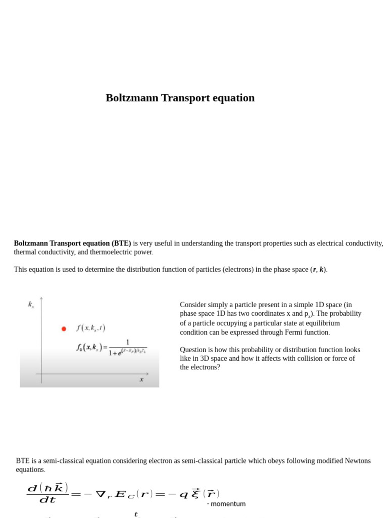 Unit 4 Boltzmann Equn | PDF | Mechanics | Physics