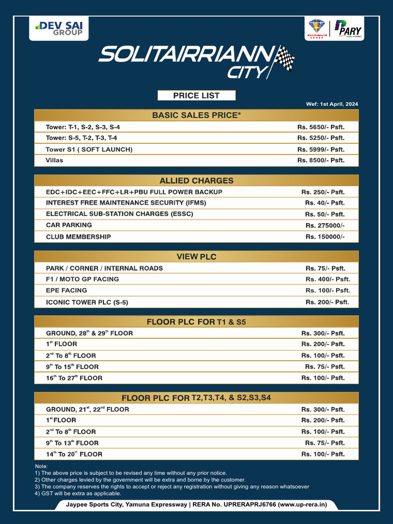 PRICE LIST - 1st April 2024 | PDF