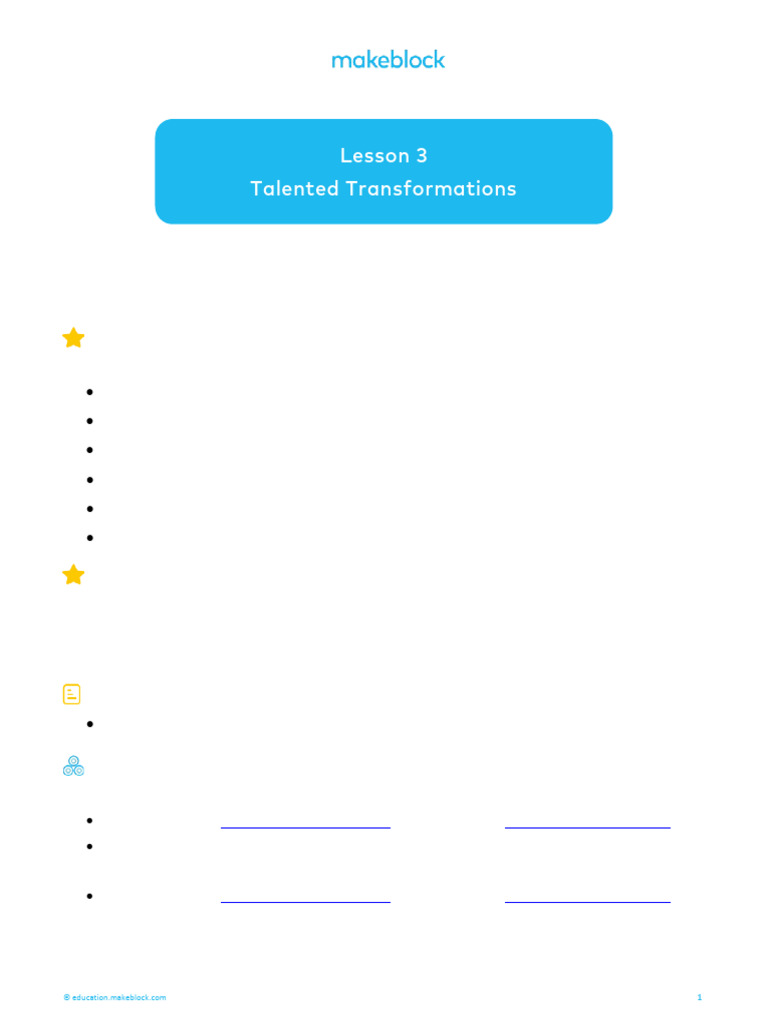 Lesson 3 - Talented Transformations - Lesson Plan | PDF | Computer ...
