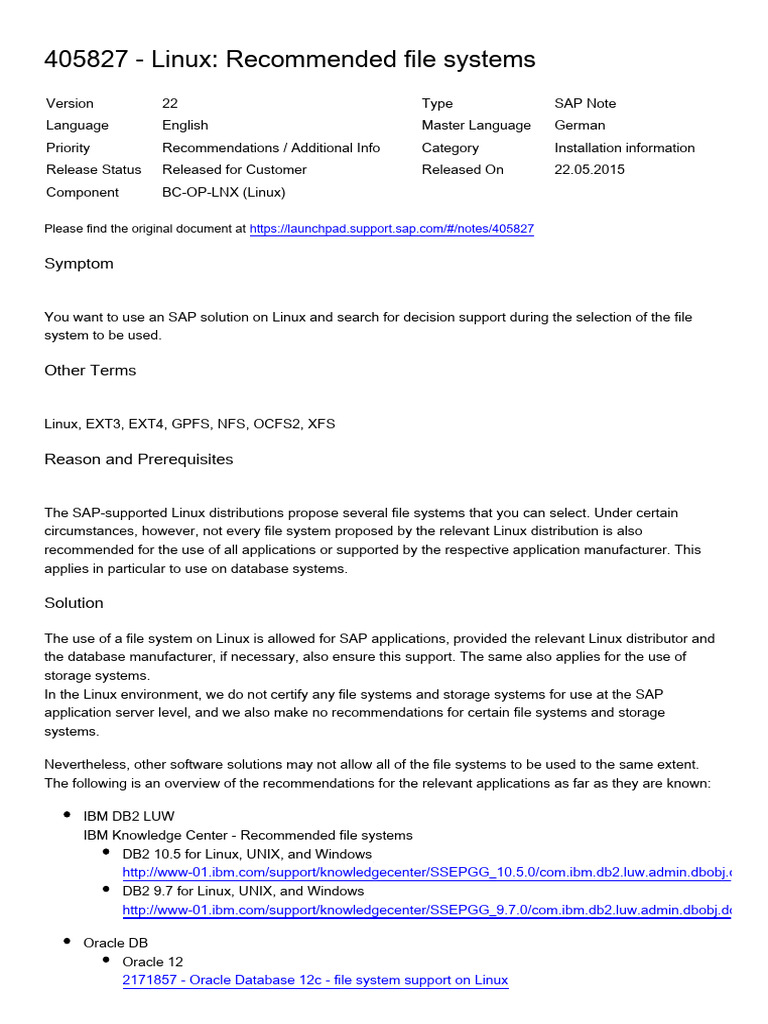 Linux Recommended File Systems Pdf File System Linux