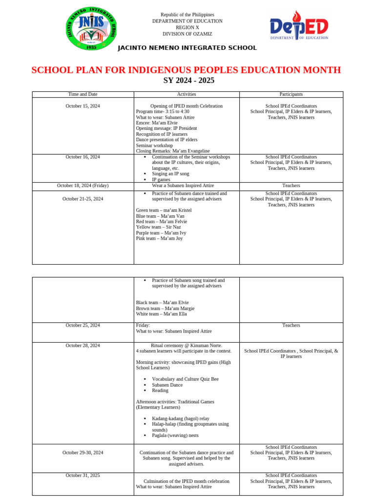 IPED Month | PDF | Ceremonies | Rituals