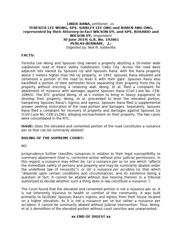 Linda Rana, Petitioner, vs. Teresita Lee Wong, Sps. Shirley Lee Ong and Ruben Ang Ong ...