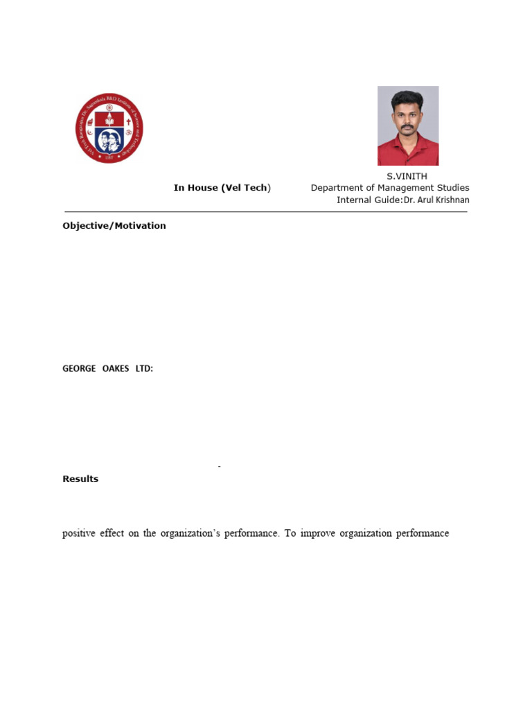 Vinith KRC One Page Report | PDF | Supply Chain Management | Supply Chain